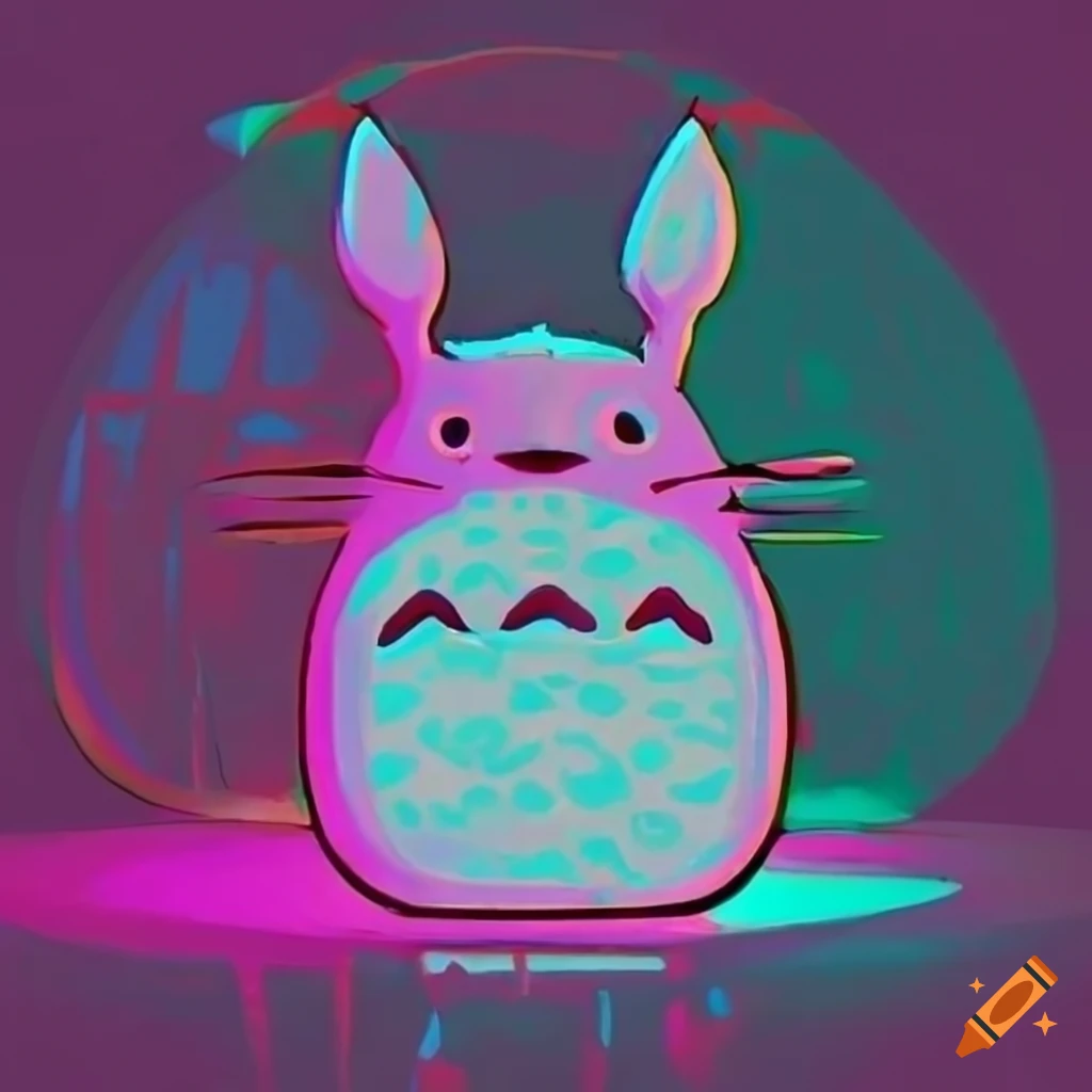 Totoro in cubist abstract vaporwave style on Craiyon