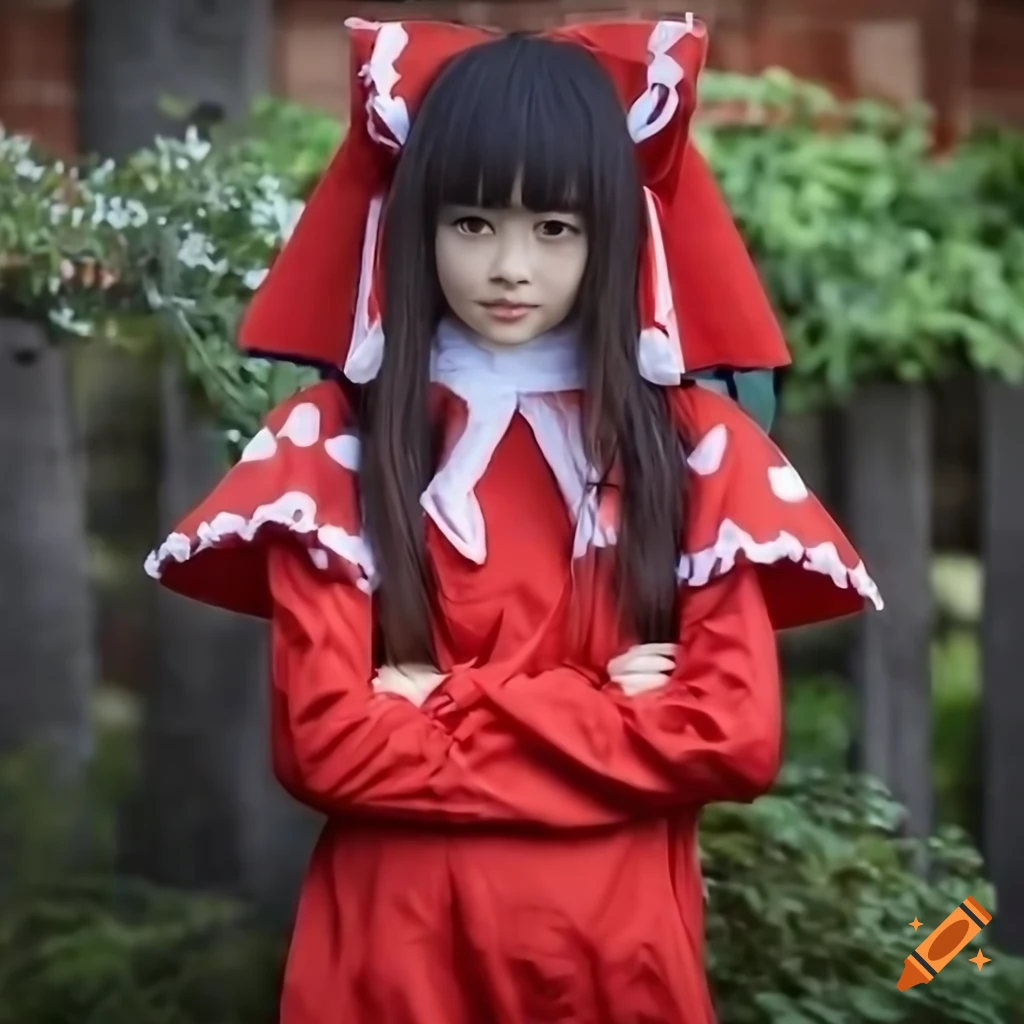 Reimu Hakurei in red tracksuit near Australian house with Halloween ...