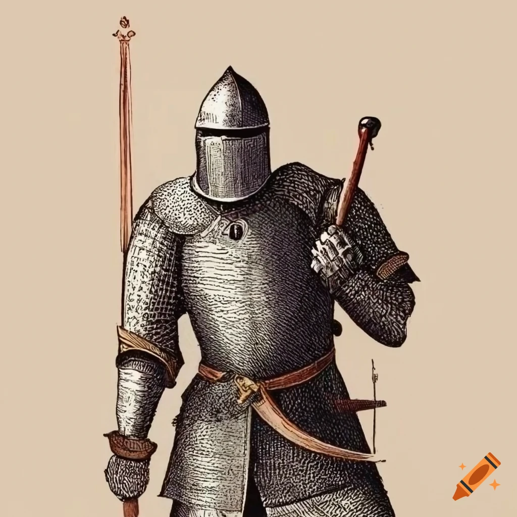 Male knight with fire sword and staff in a heroic fantasy setting on ...