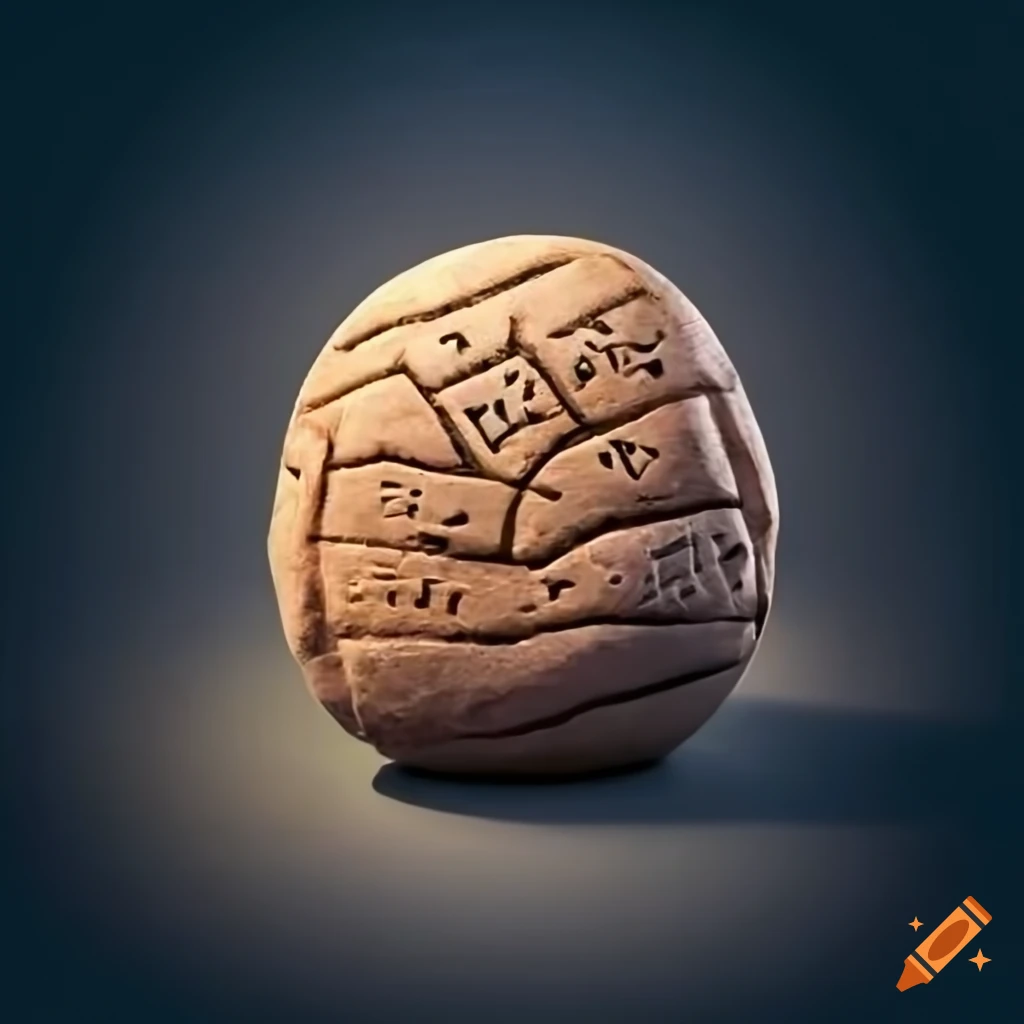 Stone with prehistoric glyphs and depiction of Noah's Ark on Craiyon