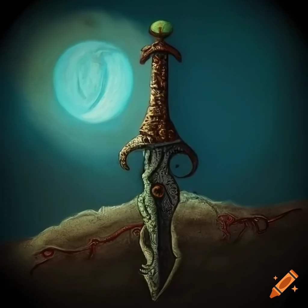 Lovecraft-inspired new england beach shoreline with a ritual dagger ...