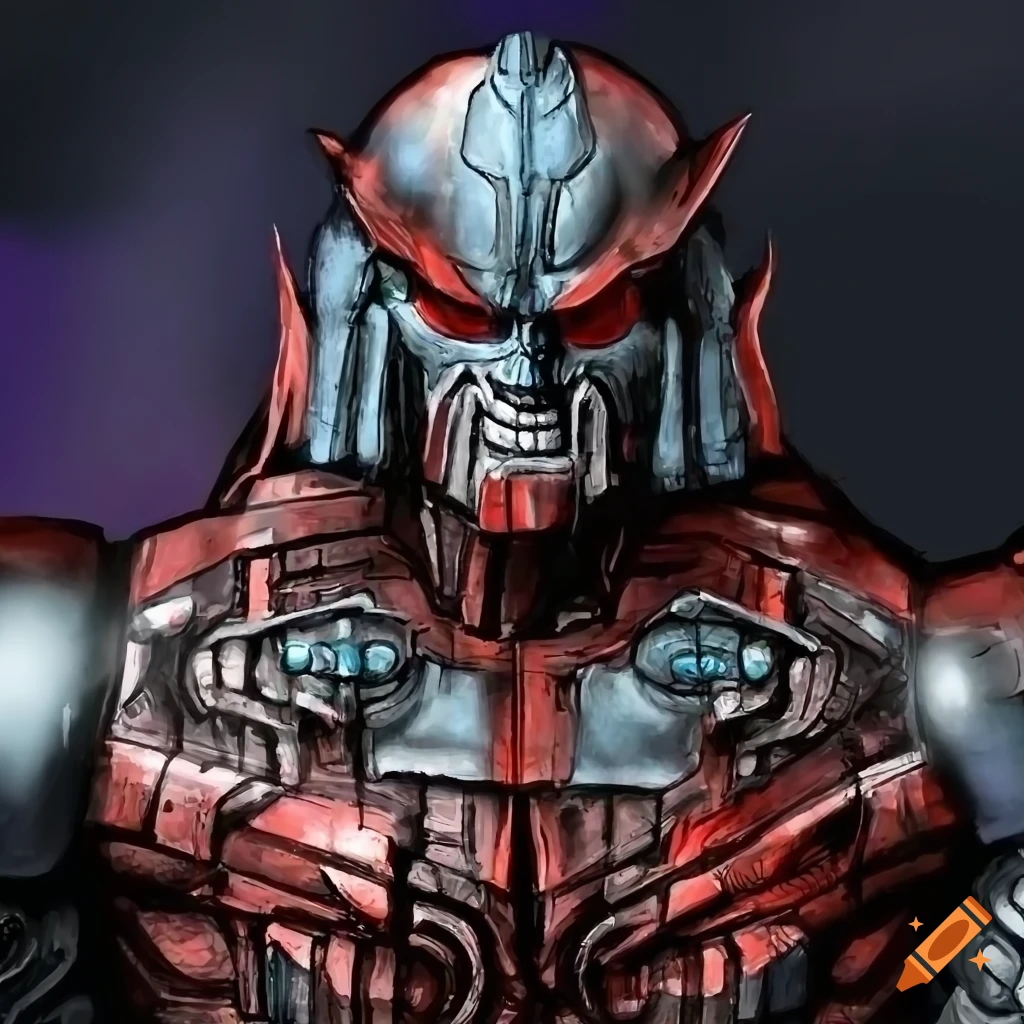 Portrait of Optimus Primal in Giger style action pose on Craiyon