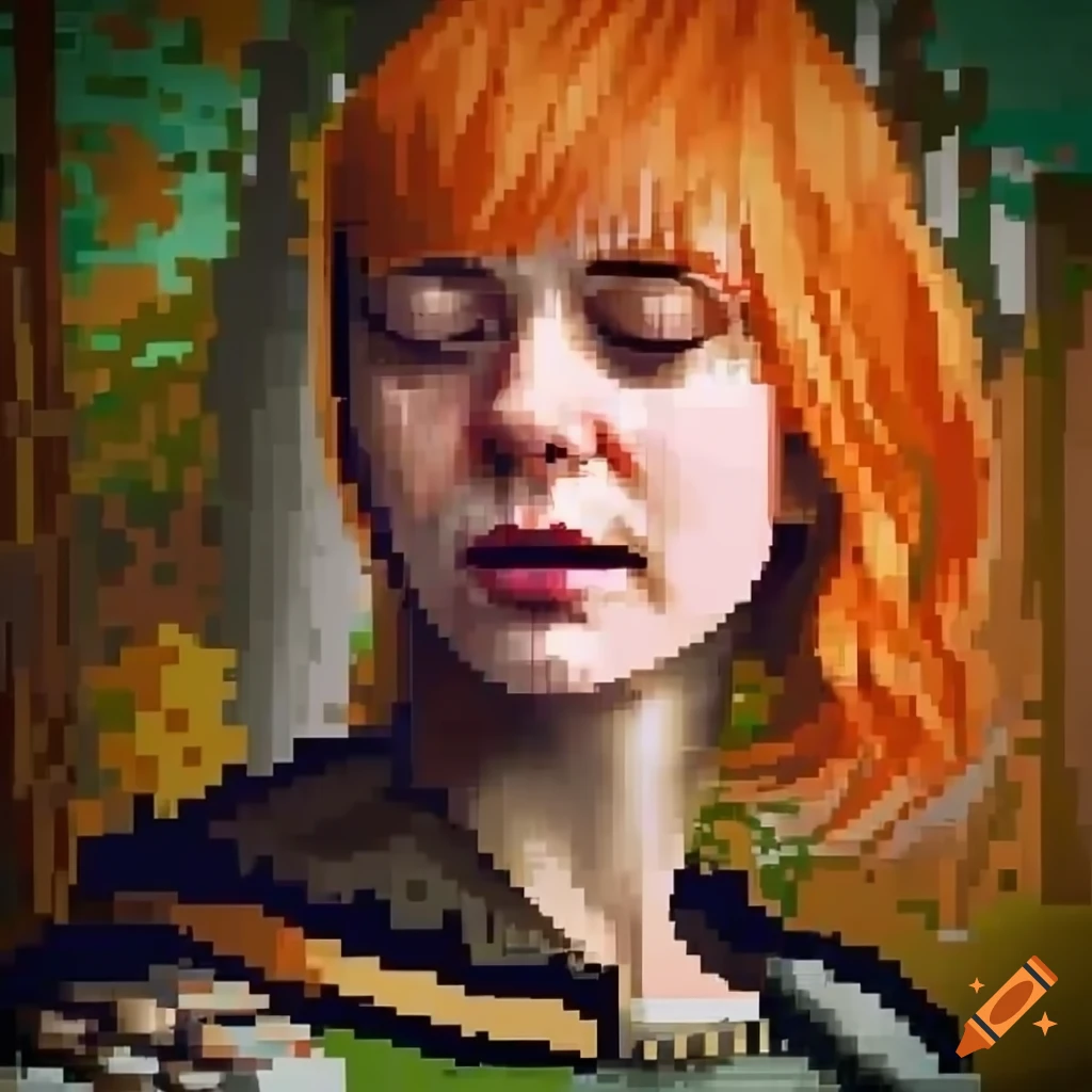 Pixelart hyperrealism portrait of a jrpg heroine in wolf pelt armor ...