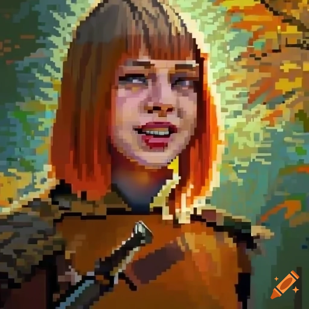 Pixel art hyperrealism portrait of a smiling russian jrpg heroine in a ...