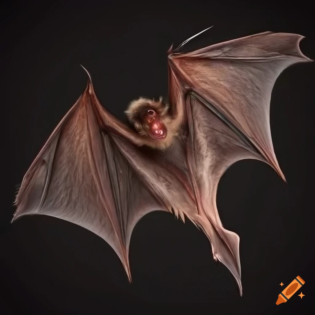 Detailed artwork of partially unfurled bat wings with veins and fur ...
