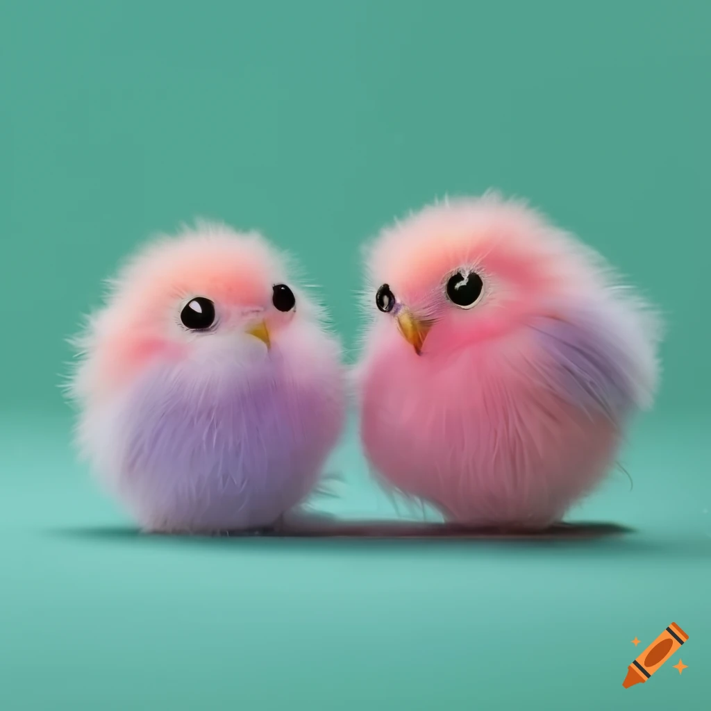 Fluffy birds balls with saucer eyes in pastel colors on Craiyon