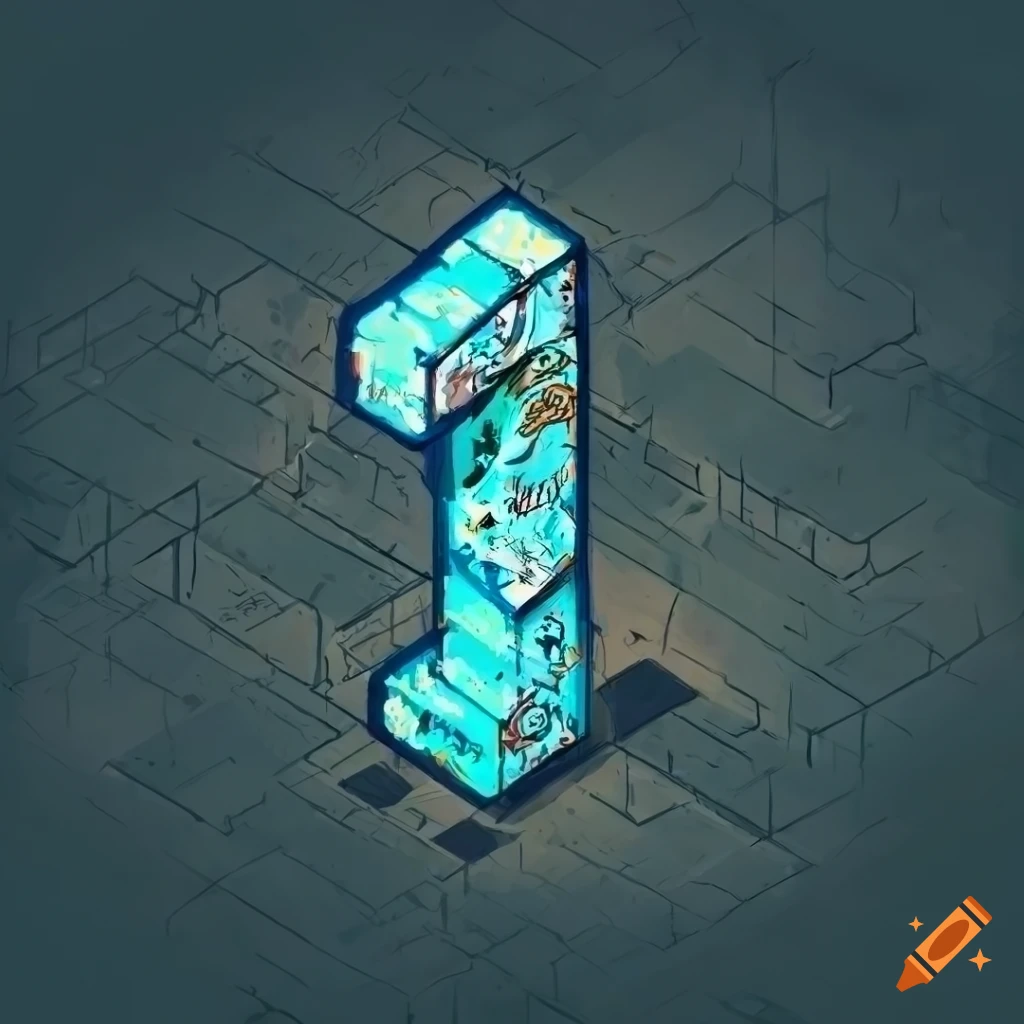 Number 1 written on isometric wall in urban graffiti style on Craiyon