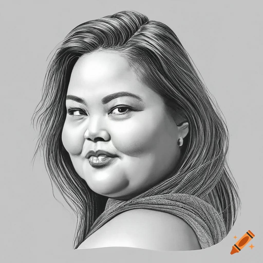 Highly detailed graphite drawing of a plus size hawaiian woman on Craiyon