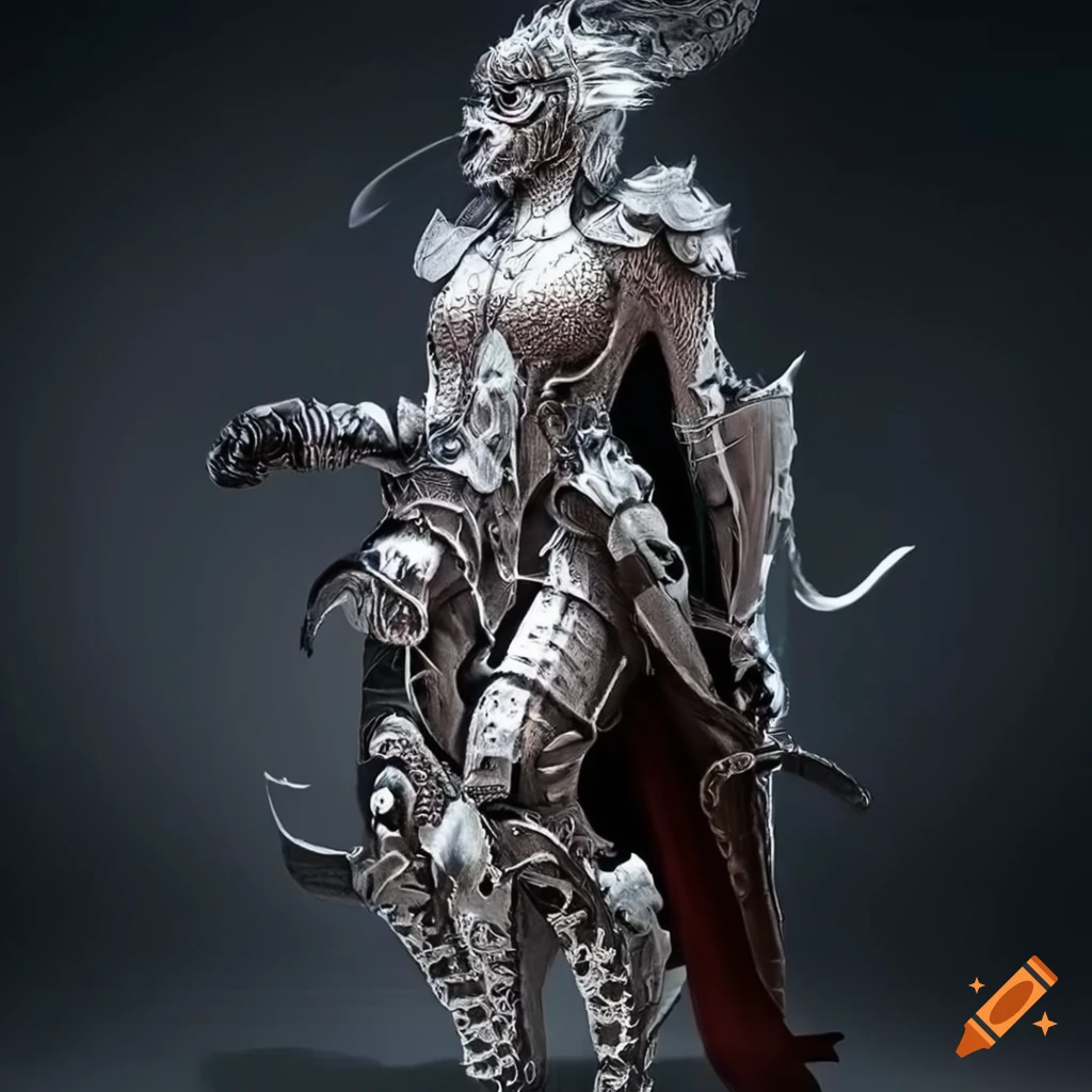 Detailed white and silver steam punk snake armor design on Craiyon