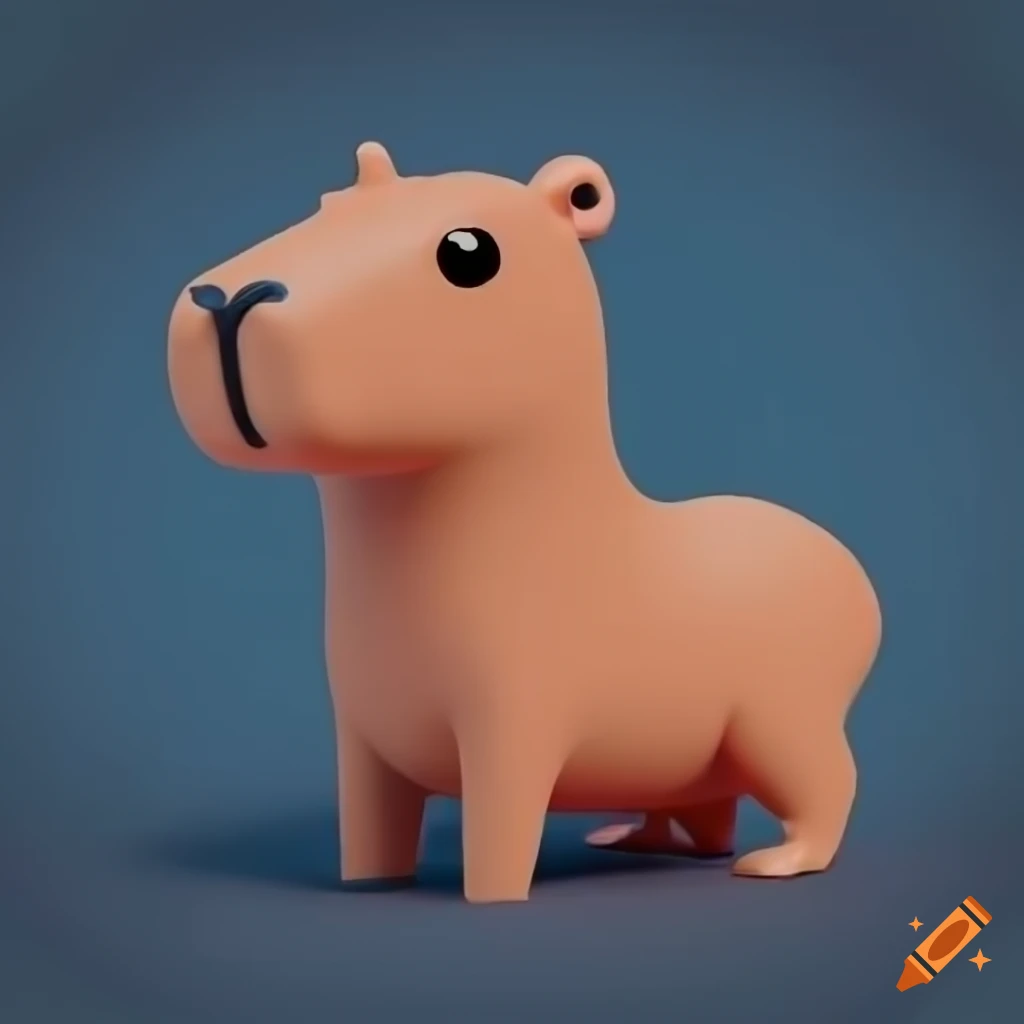 Isometric capybara character toy with big eyes in soft lighting on Craiyon