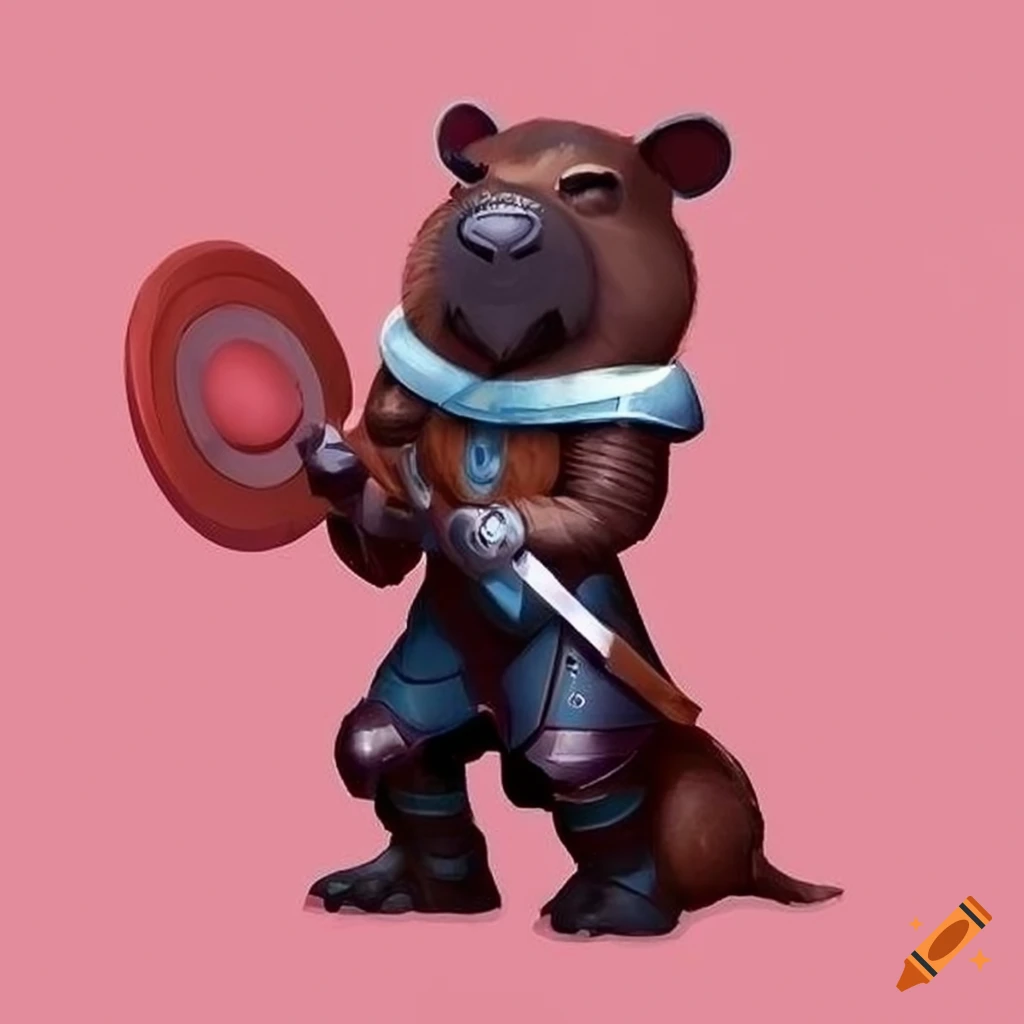 Anthropomorphic knight capybara illustration on Craiyon