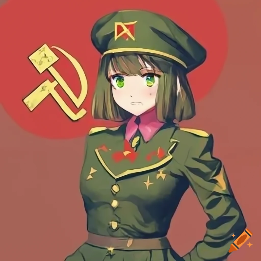 Anime Waifu girl in soviet propaganda style on Craiyon