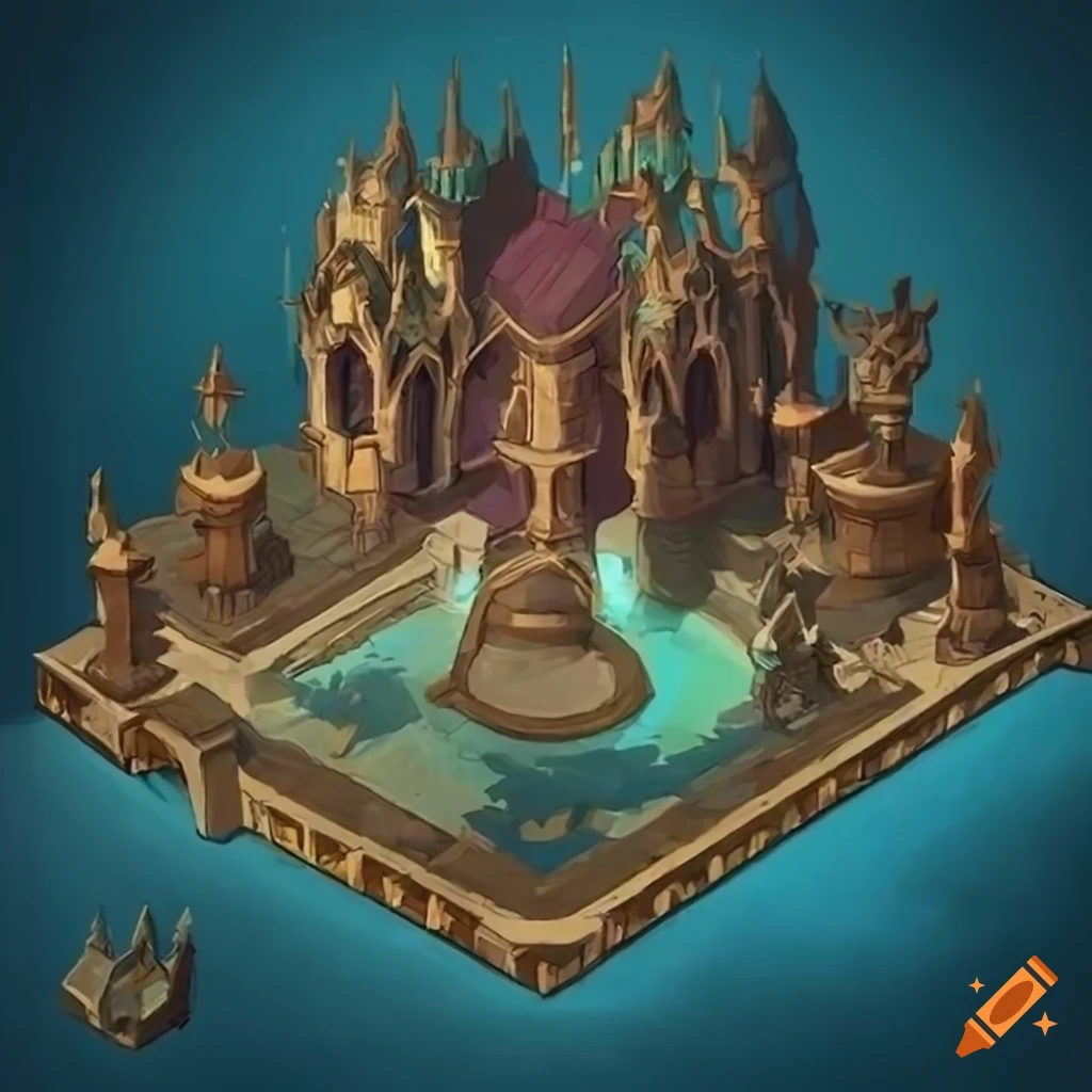 Isometric concept art of Summoner's Rift with detailed Persepolis ...