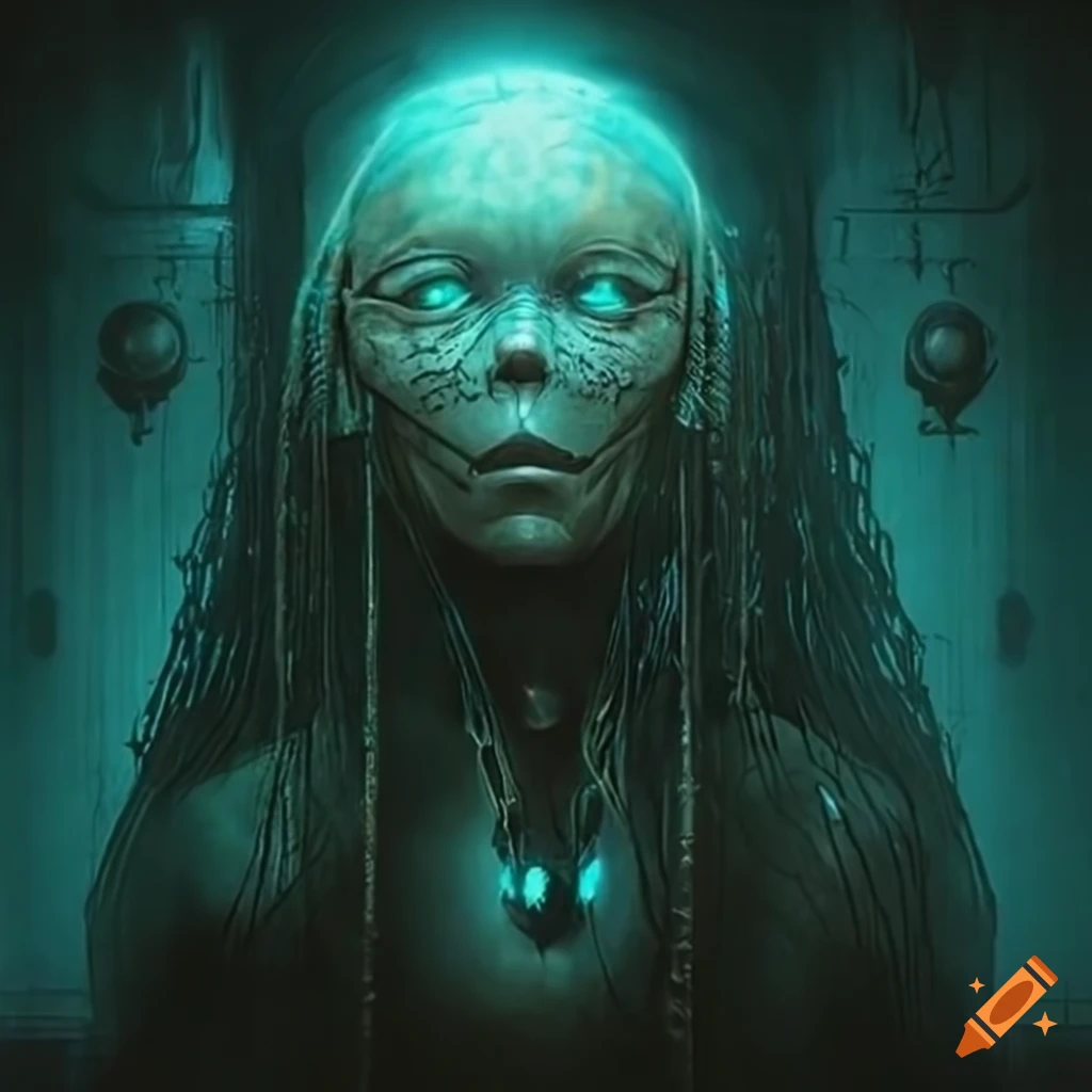 Secrets of the machine god x beksinski artwork on Craiyon