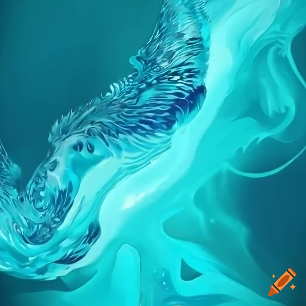 Aqua griffin design with blue and turquoise hues and water effects on ...