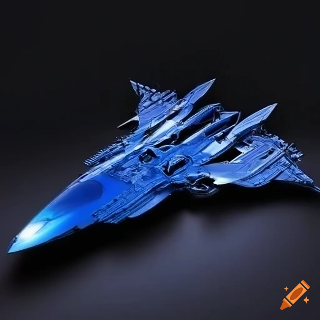 Stunningly detailed metallic blue spaceship design in engineering on ...