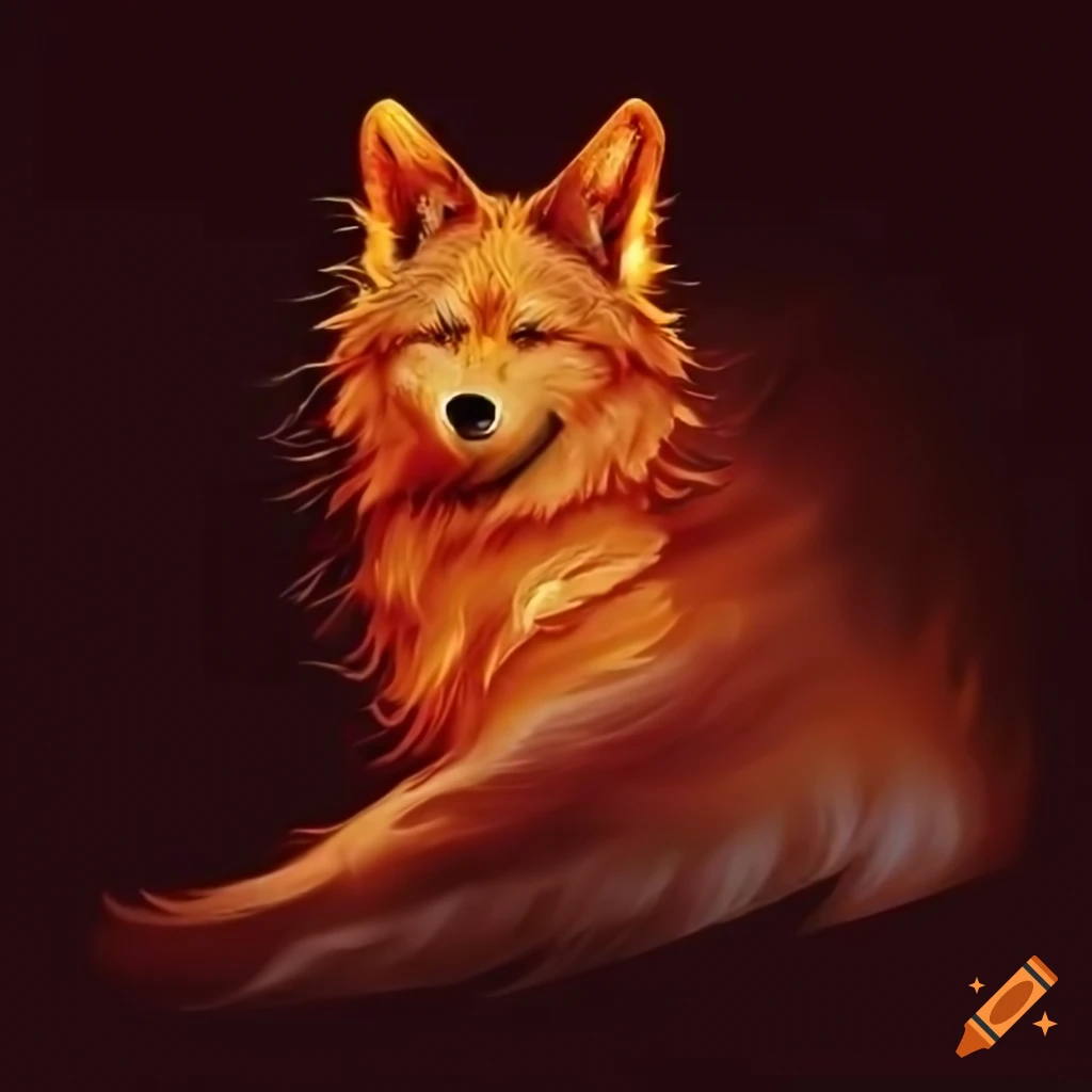 Ember wolf design with red, orange, and yellow hues and flame effects ...