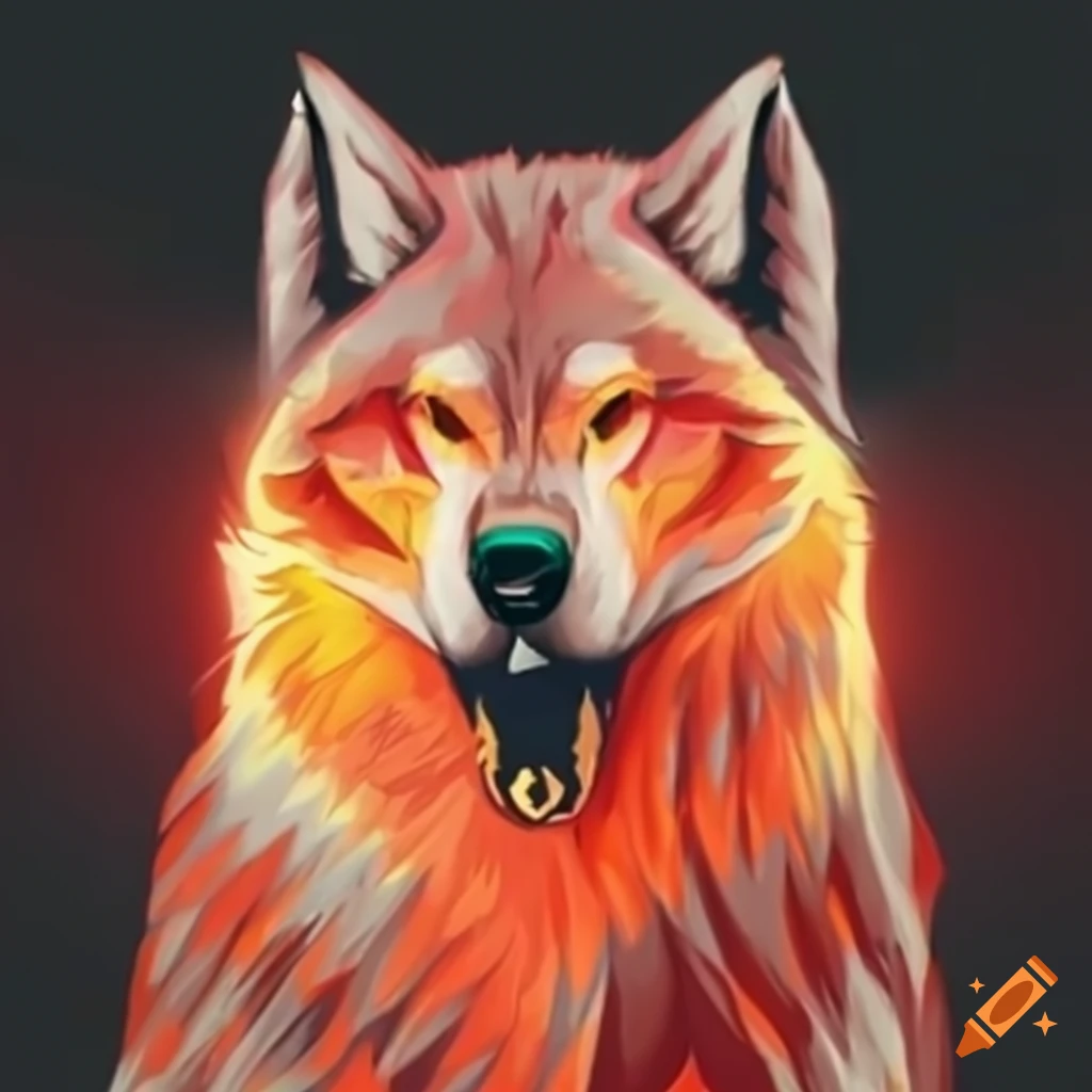 Ember wolf design with red, orange, and yellow hues and flame effects on Craiyon