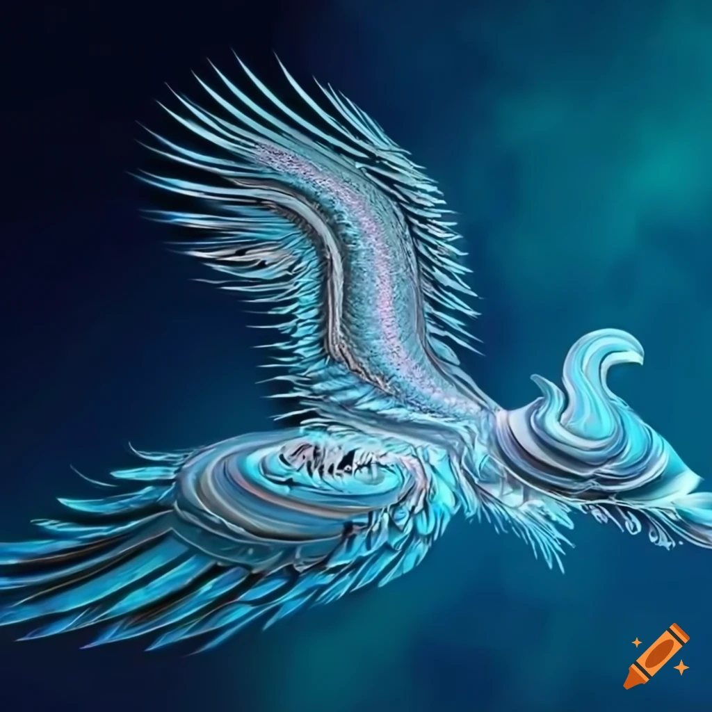 Thunderbird design with white, silver, and light blue colors and cloud effects in the background ...