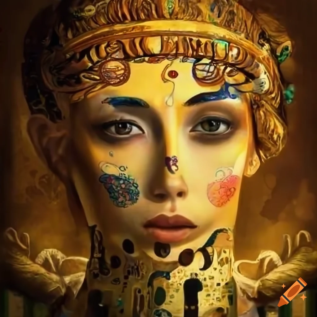 Artistic depiction inspired by secrets of the machine god and klimt on ...