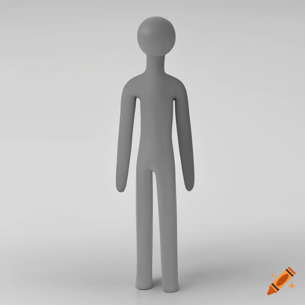 Faceless abstract monochrome 3D figure on Craiyon