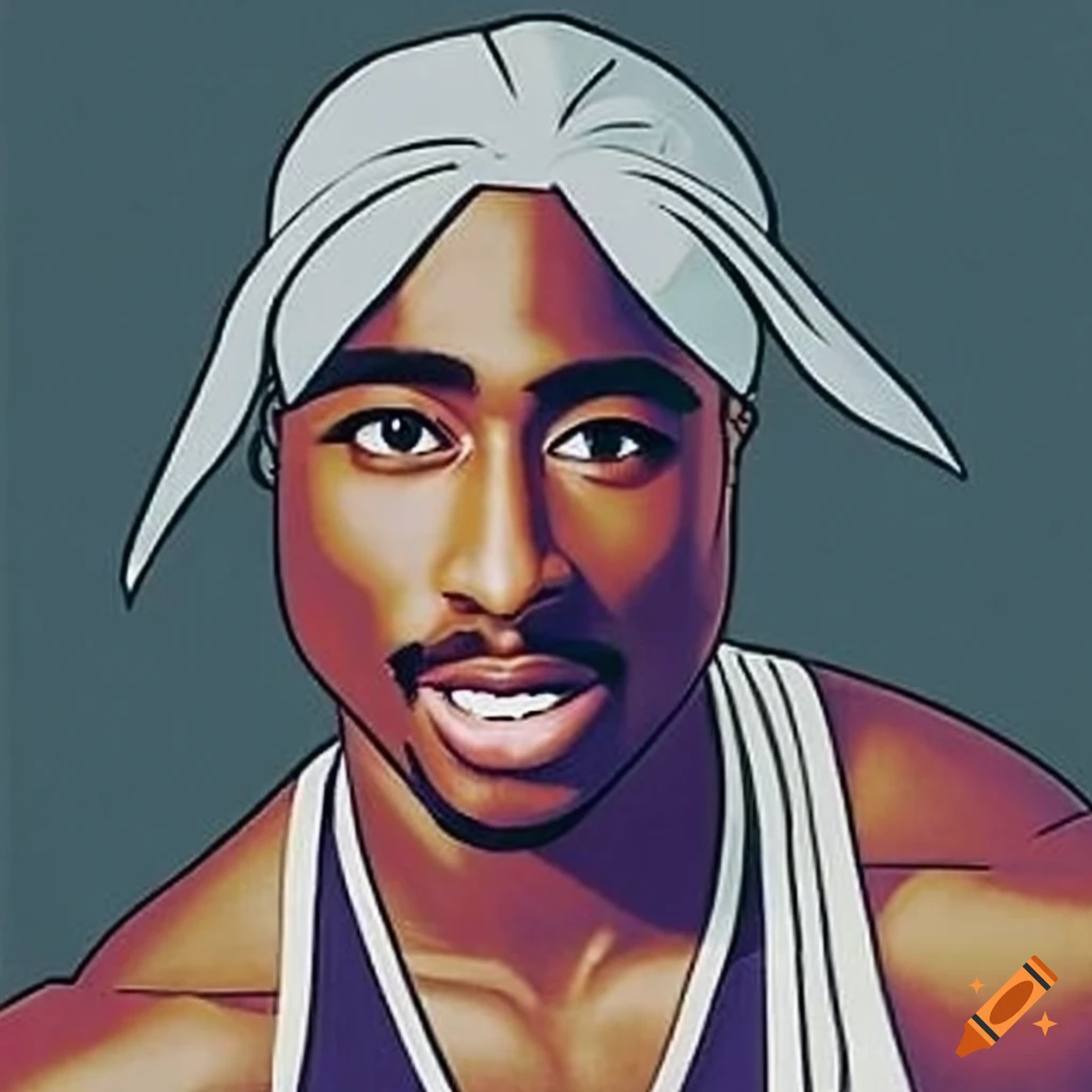 Tupac Shakur's face as a pop culture icon on Craiyon