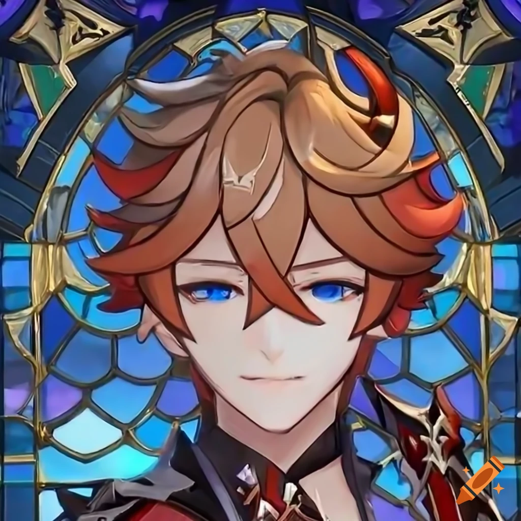 Stained glass digital illustration of Genshin Impact character in ...