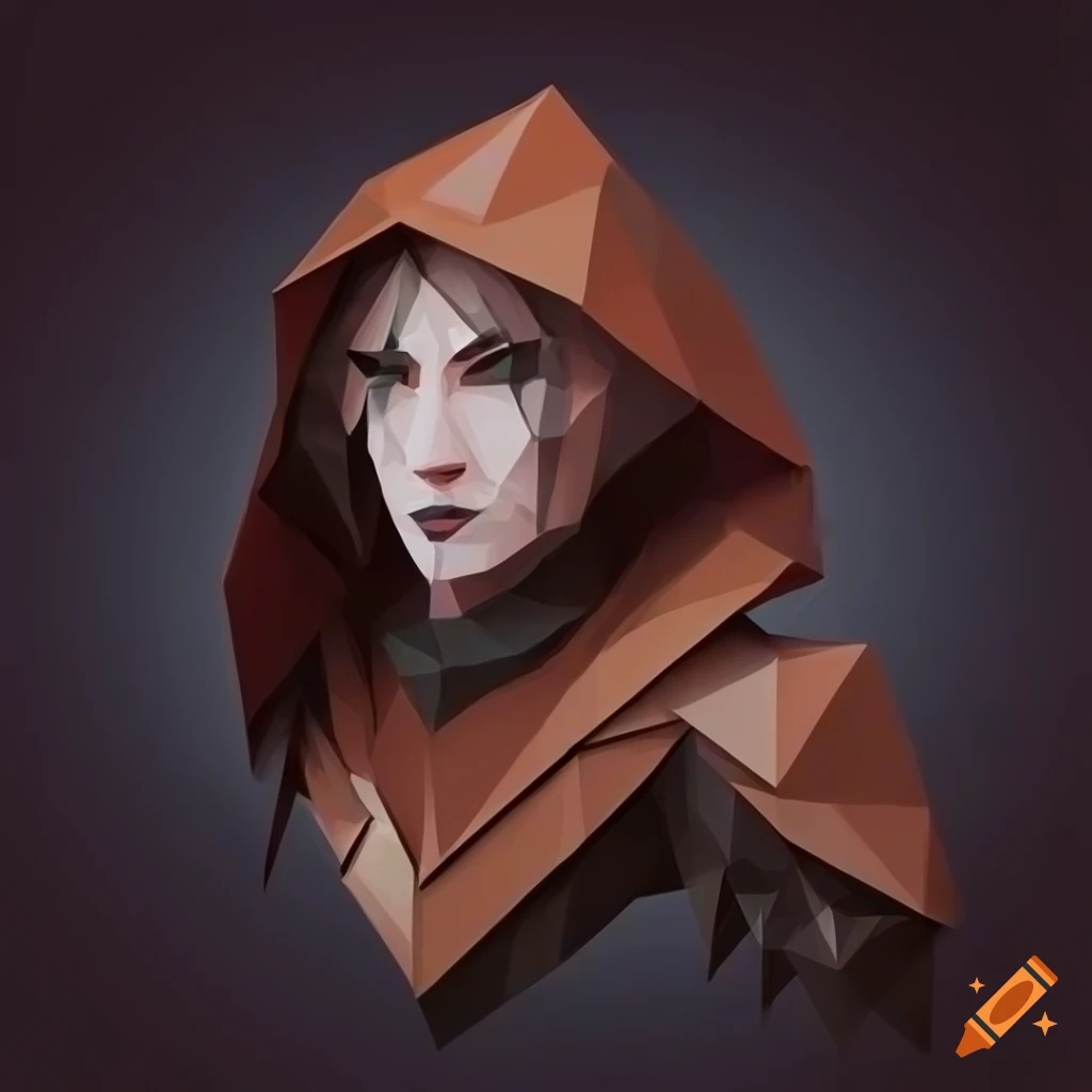 Low poly artwork of a gothic fantasy adventurer in side view on Craiyon