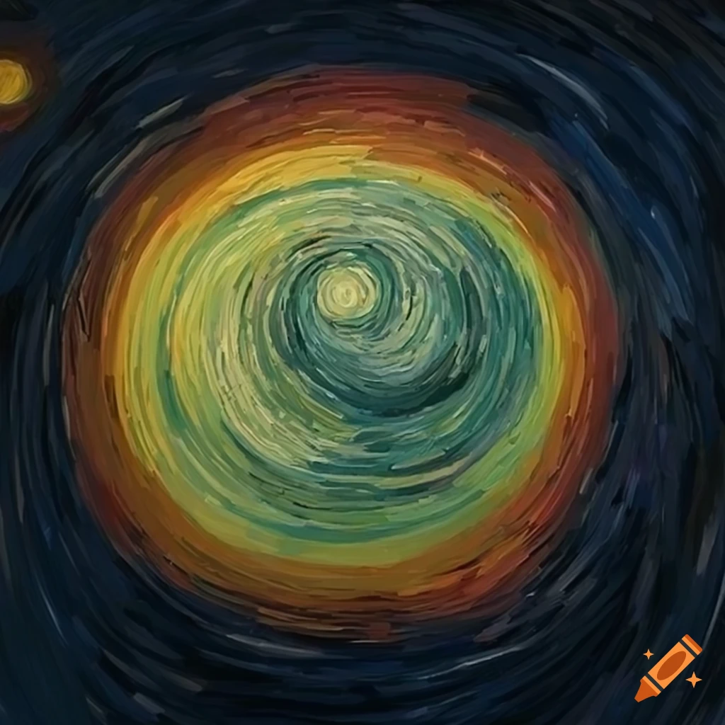 Van gogh's starry night cropped in a circular shape with cyprus tree and moon on Craiyon