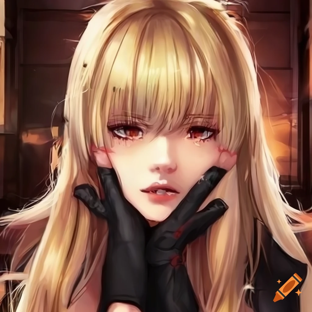 Anime girl portrait of german artist layla vladi with blonde hair and ...