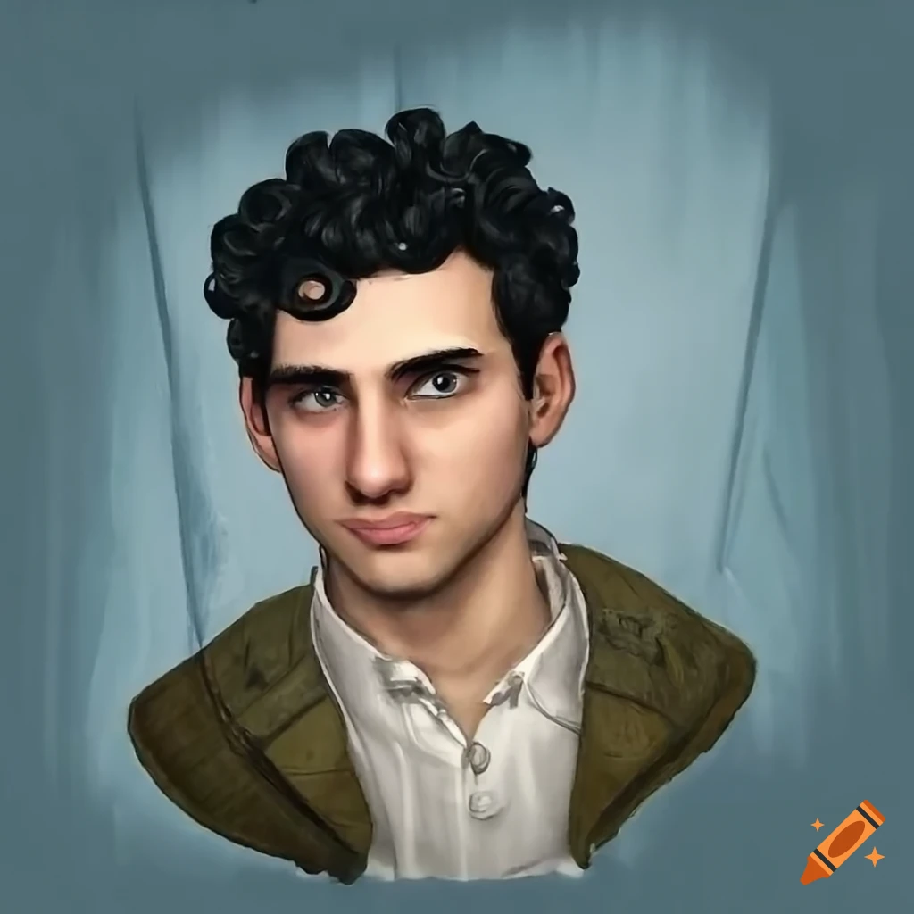 Young Greek guy with short curly black hair in Arkham Horror character ...