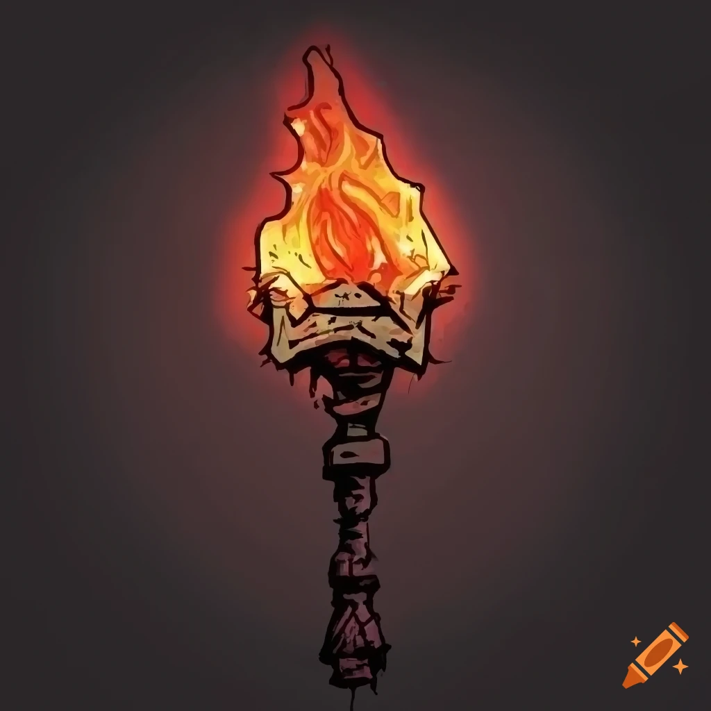 Highly detailed torch art in Darkest Dungeon style on Craiyon