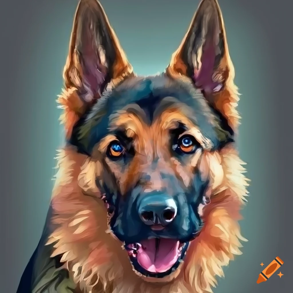 Detailed digital art portrait of a german shepherd dog on Craiyon