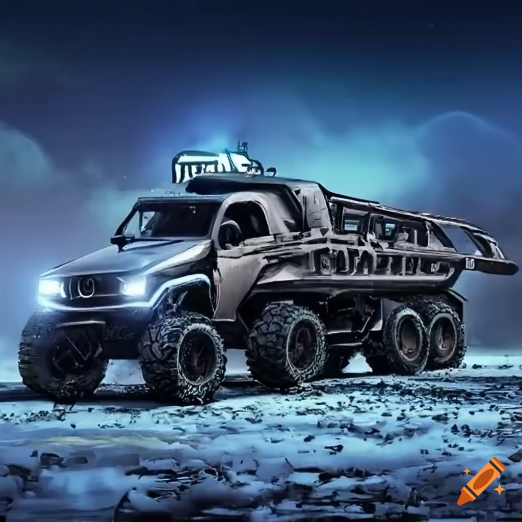 Futuristic 6-wheeled all-terrain mercedes-benz amg 63 6x6 pickup truck ...