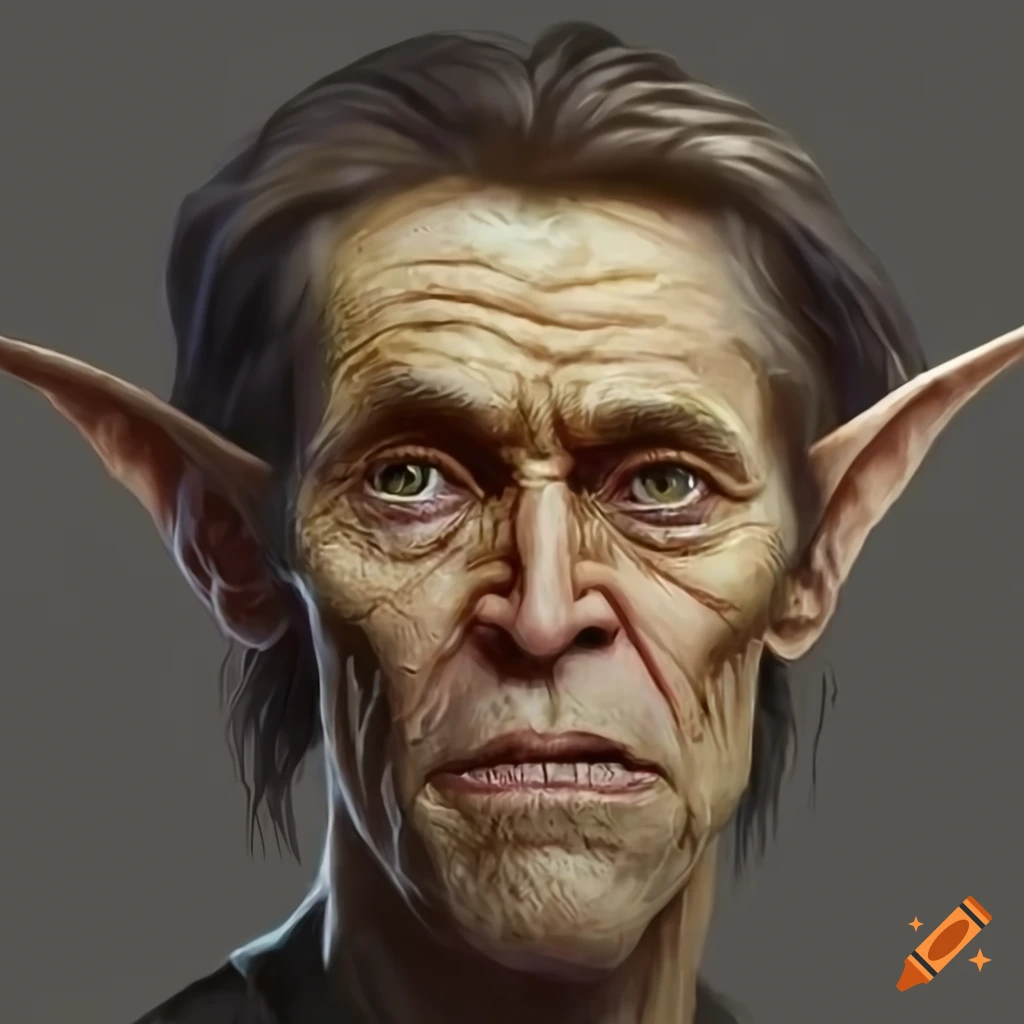 Goblin fantasy art with photorealistic details of willem dafoe's face ...