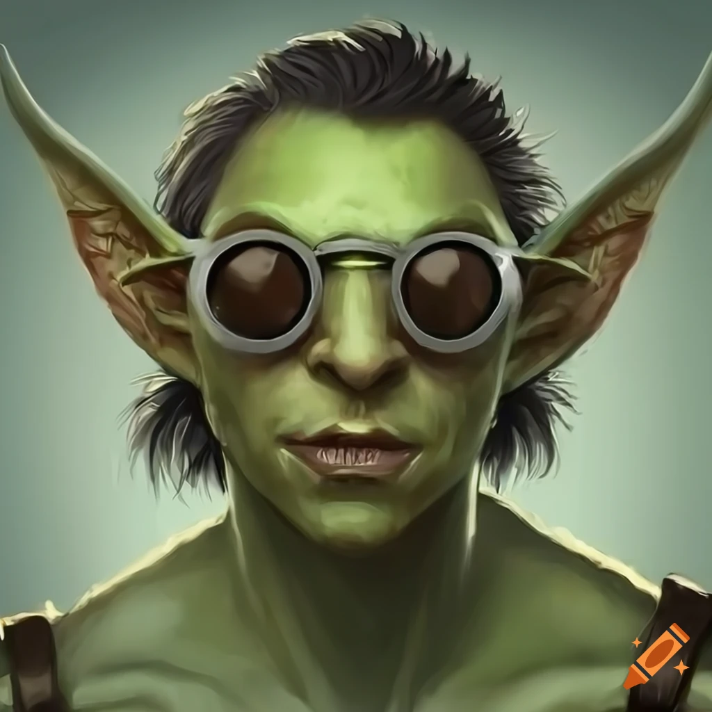 Handsome goblin with round sunglasses in photorealistic fantasy art on ...