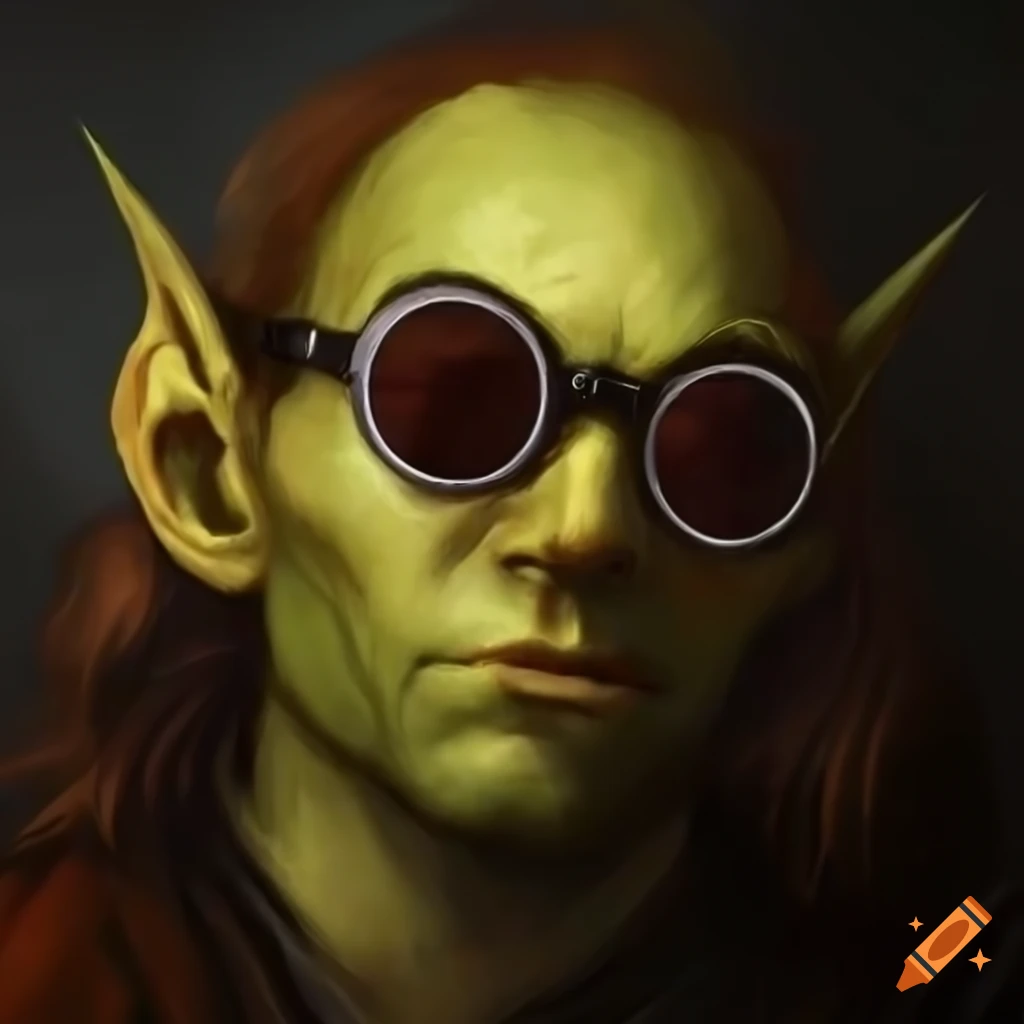 Handsome goblin with round sunglasses in photorealistic fantasy art on ...