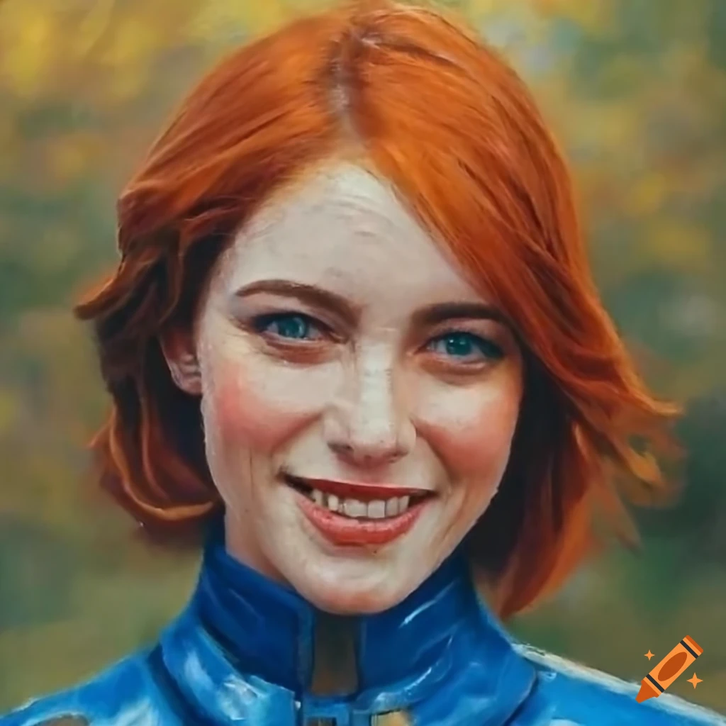 Hyperrealistic oil painting of retro french idol actress in blue vault ...