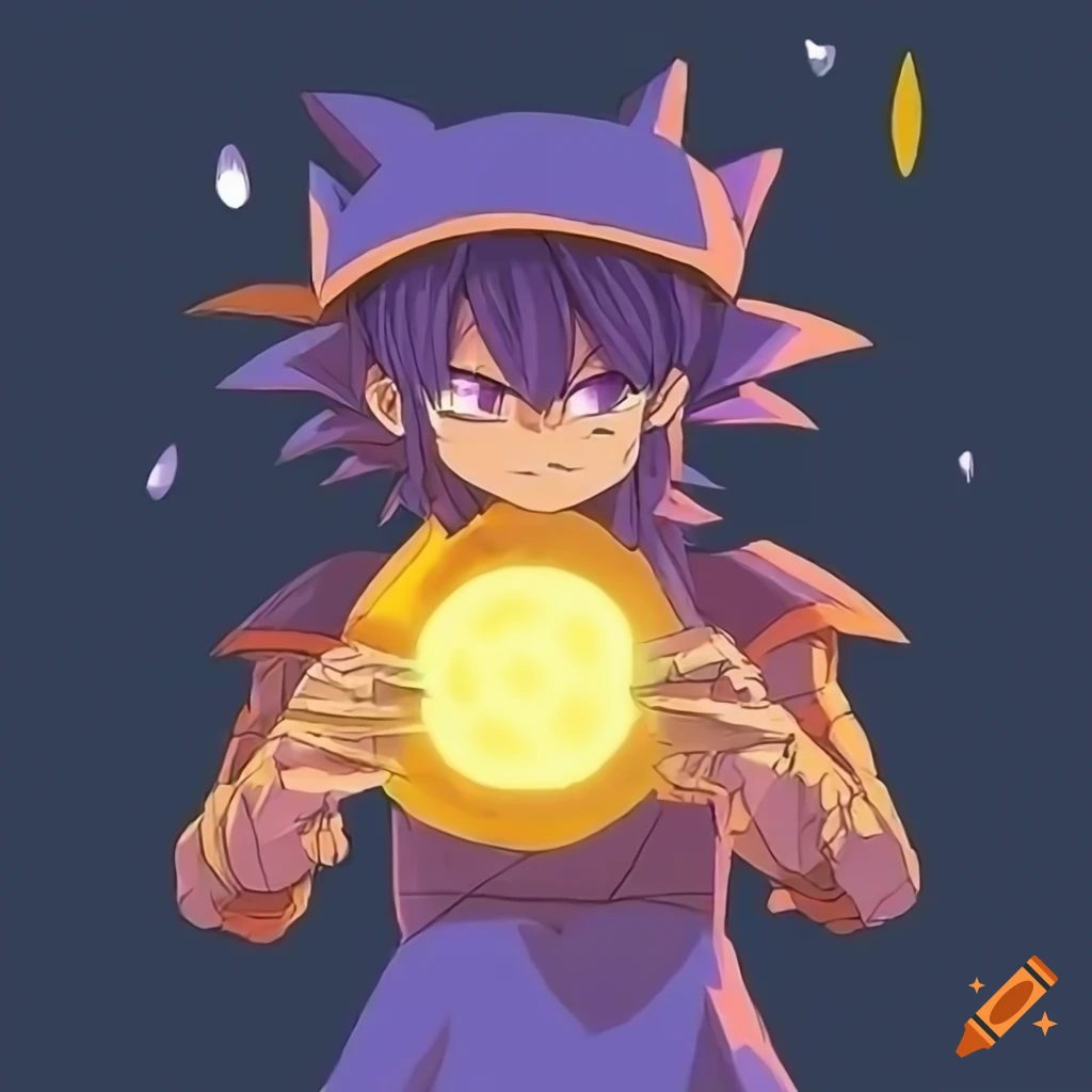 Final boss niko in anime style with geometric shading, holding ...