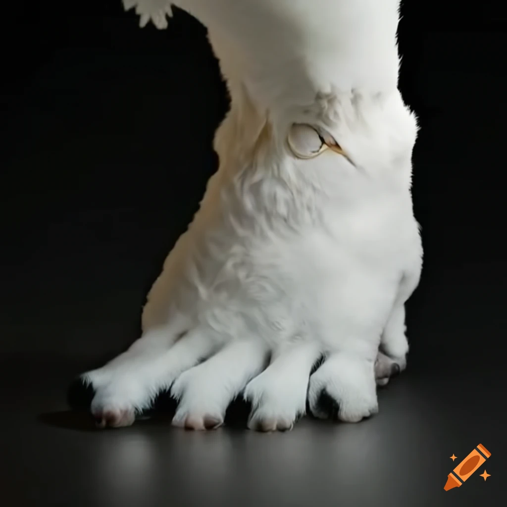 Close-up of white dog paws resembling Brayan from Family Guy on Craiyon