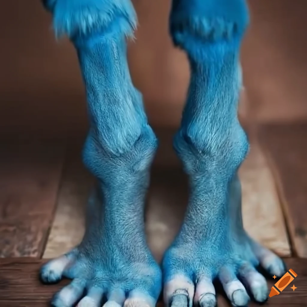 Close-up of Bluey's blue dog feet on Craiyon