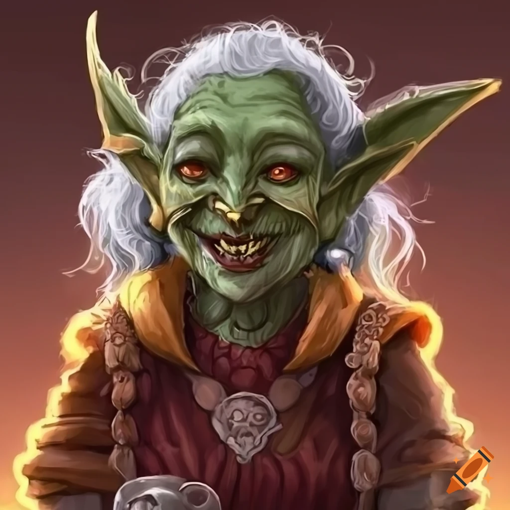 Magical smiling old goblin lady in DND art on Craiyon
