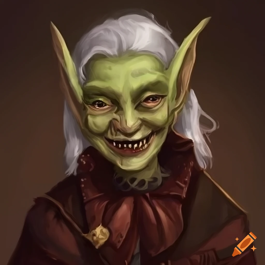 Magical smiling old goblin lady in DND art on Craiyon