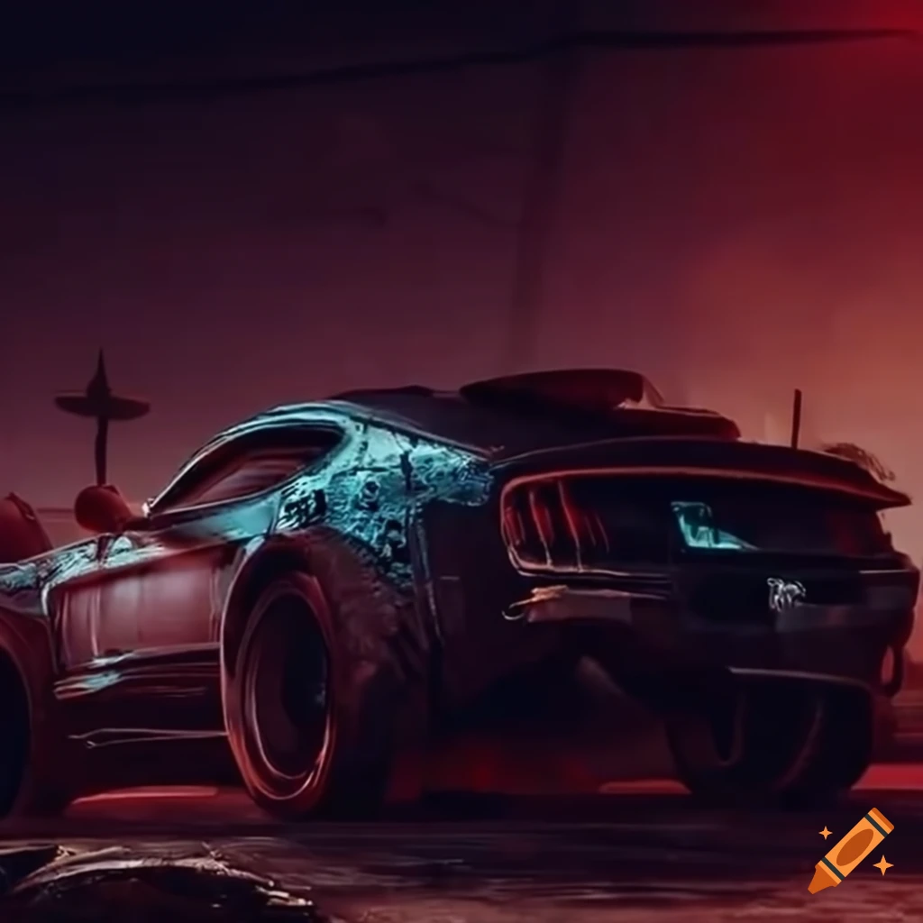 Custom weaponized and armored ford mustang with cyberpunk upgrades in a ...