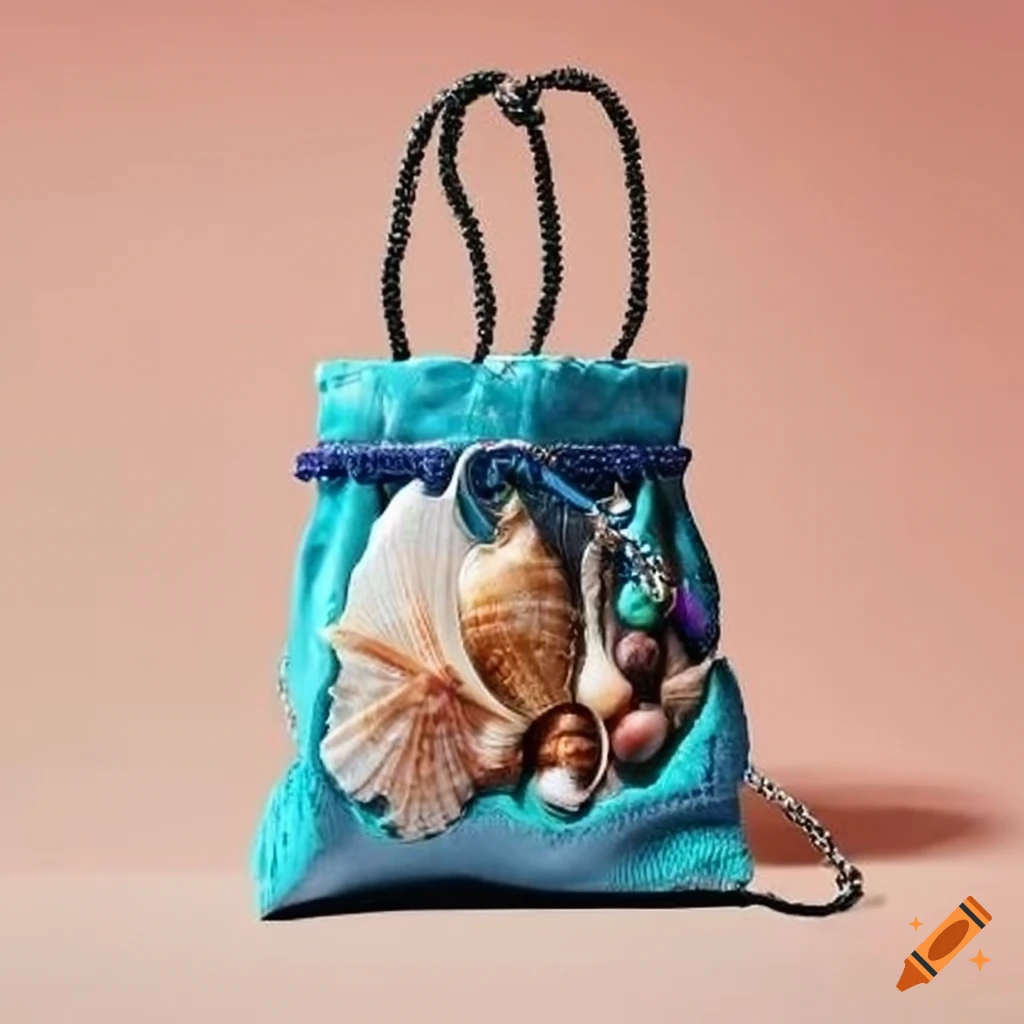 Spiritual medicine bag with seashells and dolphin totem charm on Craiyon