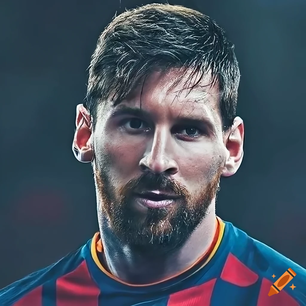 Front-facing portrait of lionel messi with cinematic lighting on Craiyon