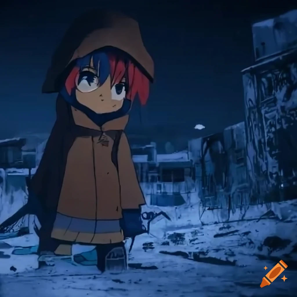 Anime art of oneshot's protagonist, niko, exploring a graffitied ...