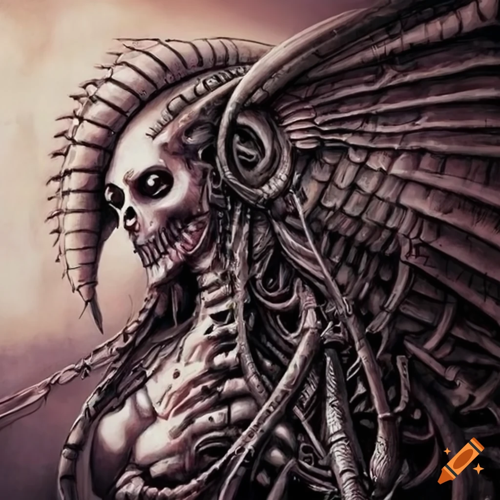 Biomechanical Deathless Angel art by Giger on Craiyon
