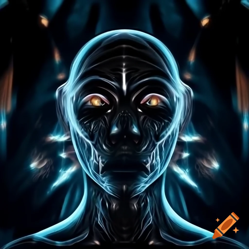 Photorealistic humanoid figure with cinematic lighting gazing at the ...