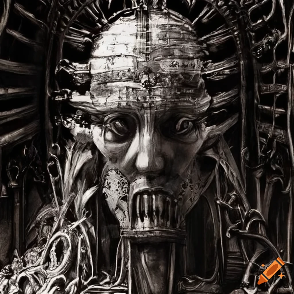 Artwork of 'Christ of the Machine' by Giger on Craiyon
